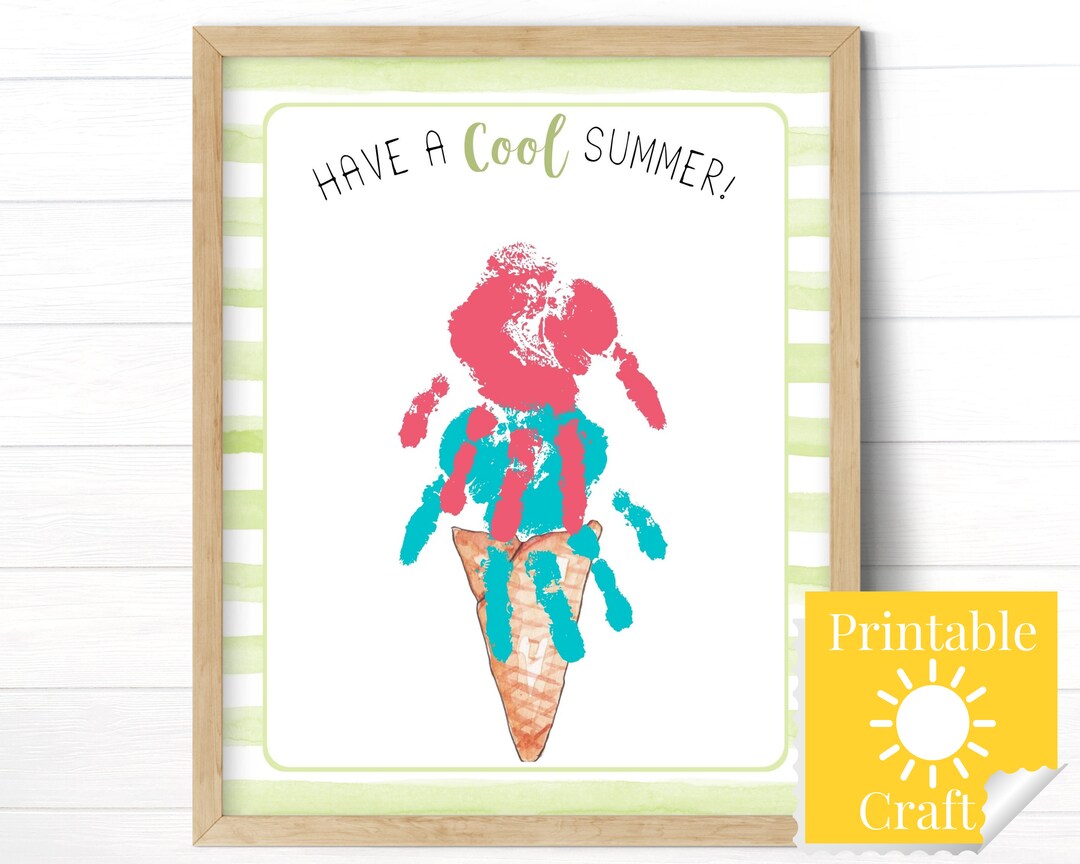 Summer Craft Activity for Toddlers, Ice Cream Handprint Art Template ...