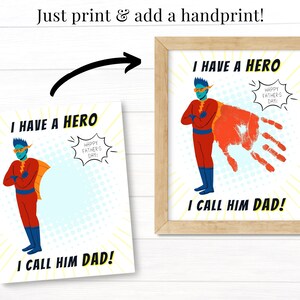 Father's Day Gift From Son, Super Dad Hero Card, Superhero Handprint ...