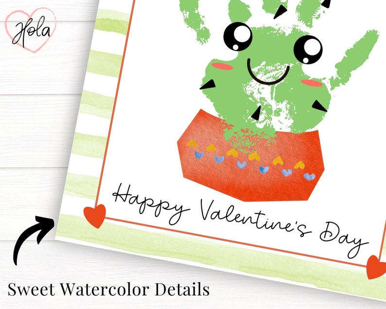 Valentine Card for Kids, Cute Cactus "stuck on You" Valentine's Day ...