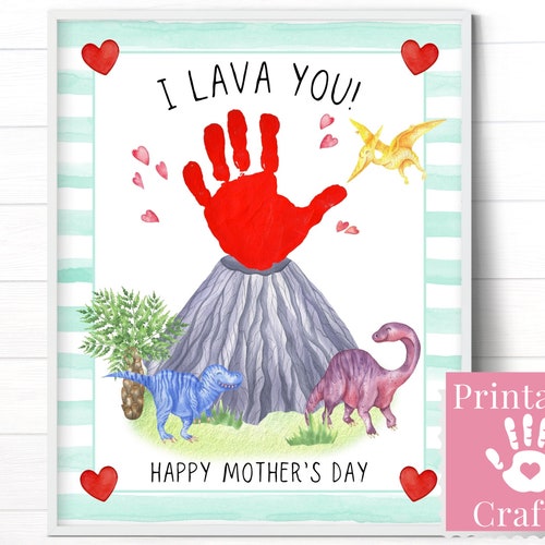 Fathers Day Toddler Dinosaur Craft I Lava You Volcano - Etsy