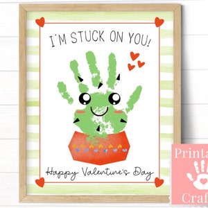 Valentine Card for Kids, Cute Cactus "stuck on You" Valentine's Day ...