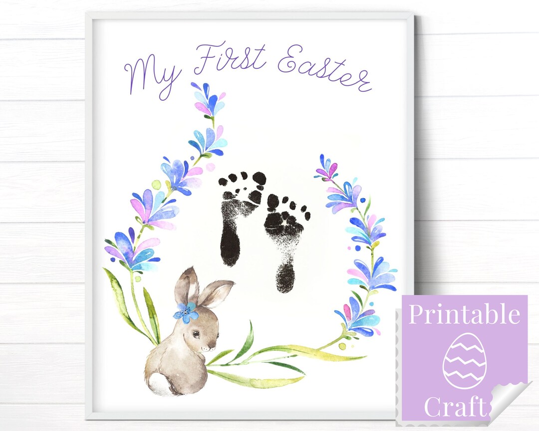 My First Easter Keepsake, Printable Easter Bunny Footprint Art Template ...