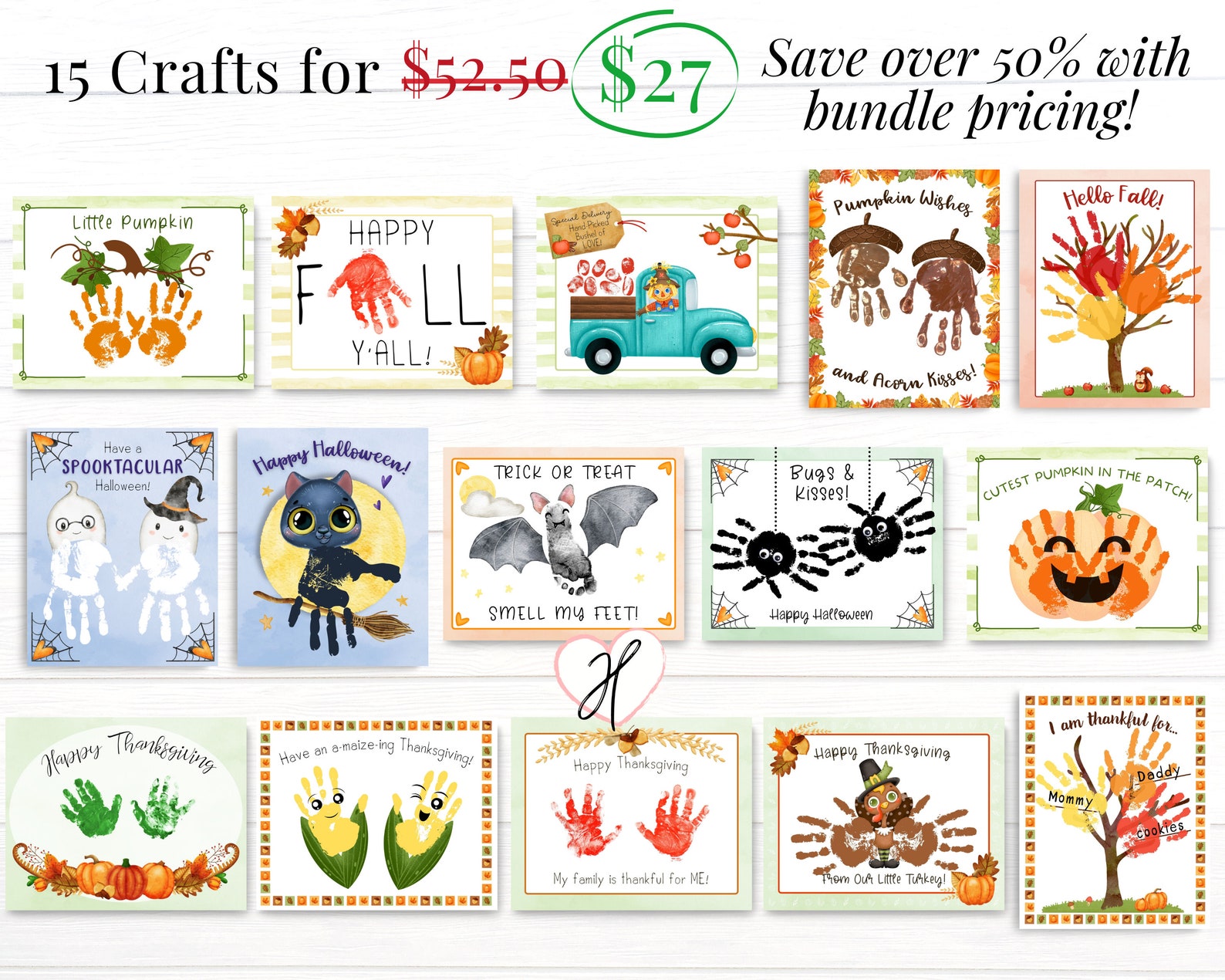 Fall Handprint Crafts Bundle Preschool Printable Set Easy - Etsy