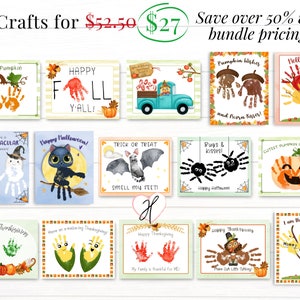 Fall Handprint Crafts Bundle, Preschool Printable Set, Easy Toddler Art ...