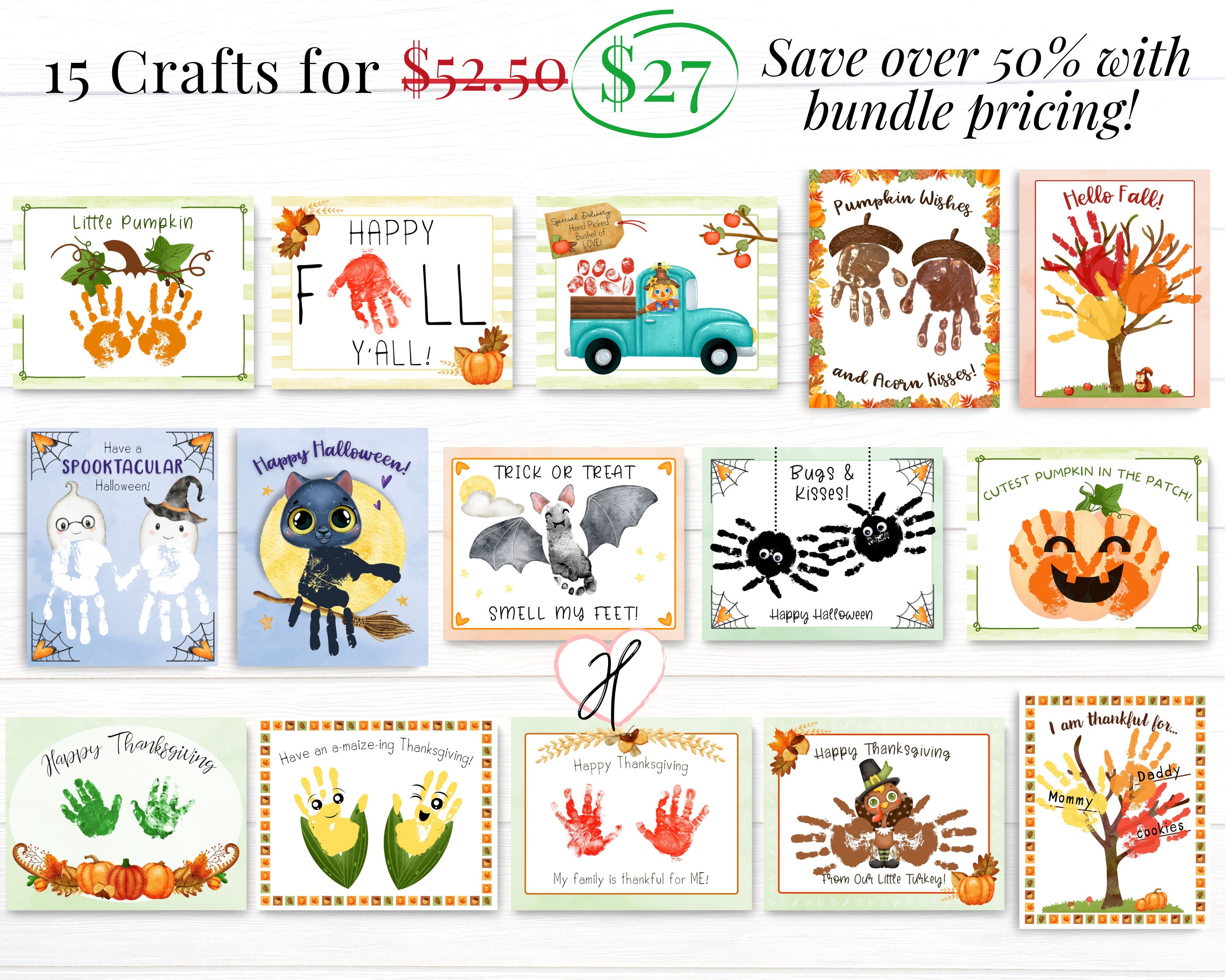 Fall Handprint Crafts Bundle, Preschool Printable Set, Easy Toddler Art ...