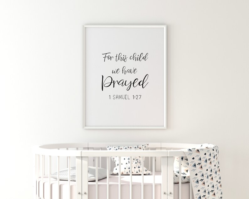 For This Child We Have Prayed Nursery Wall Art Bible Verse 1 | Etsy
