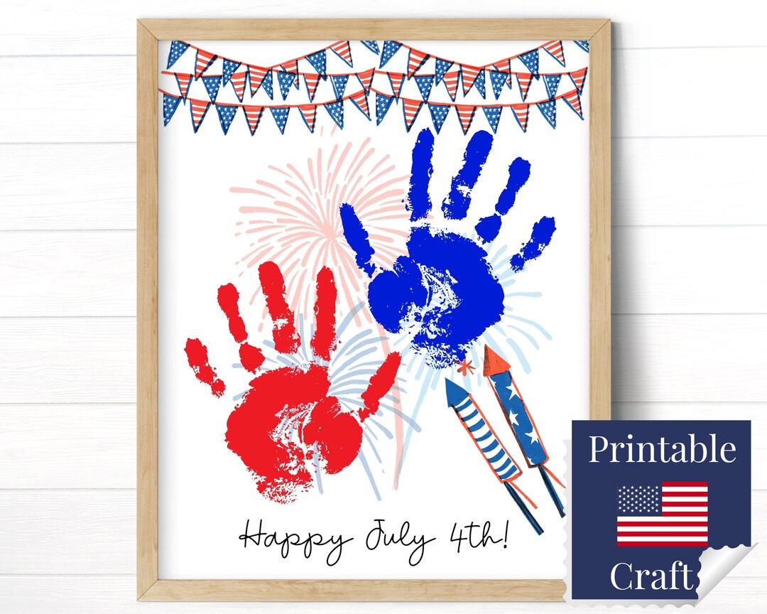 Fireworks Handprint Art for July 4th, USA Independence Day, Patriotic ...