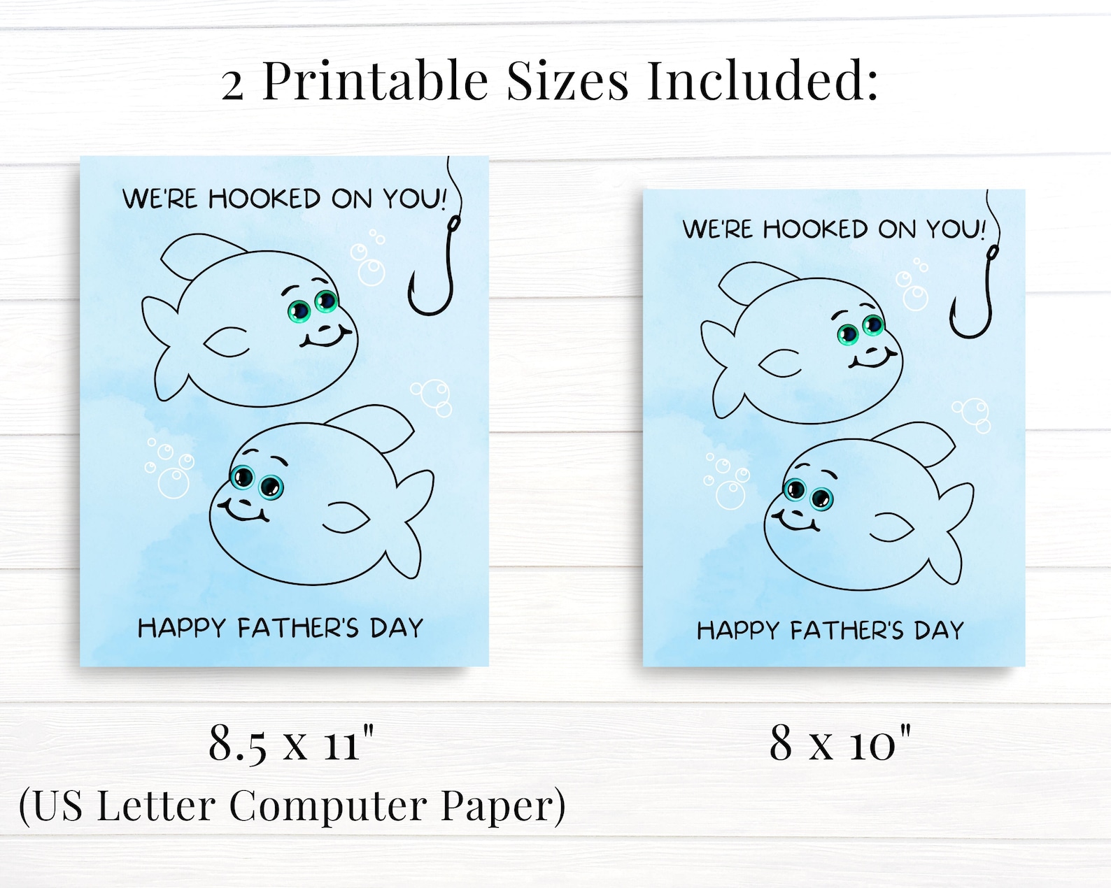 Father's Day Card From 2 Kids, We're Hooked on You Fishing Gift ...