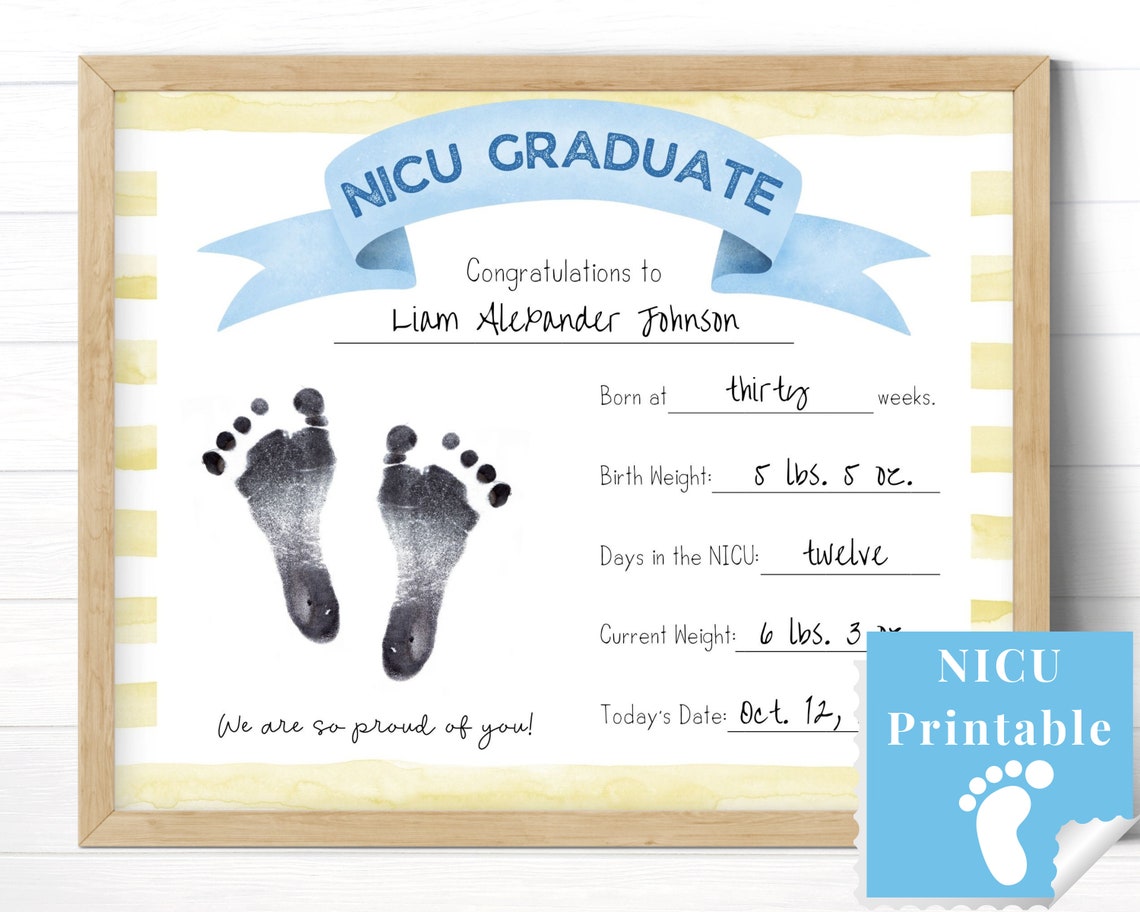 NICU Graduate Sign Keepsake for Mom and Dad Baby Footprint - Etsy