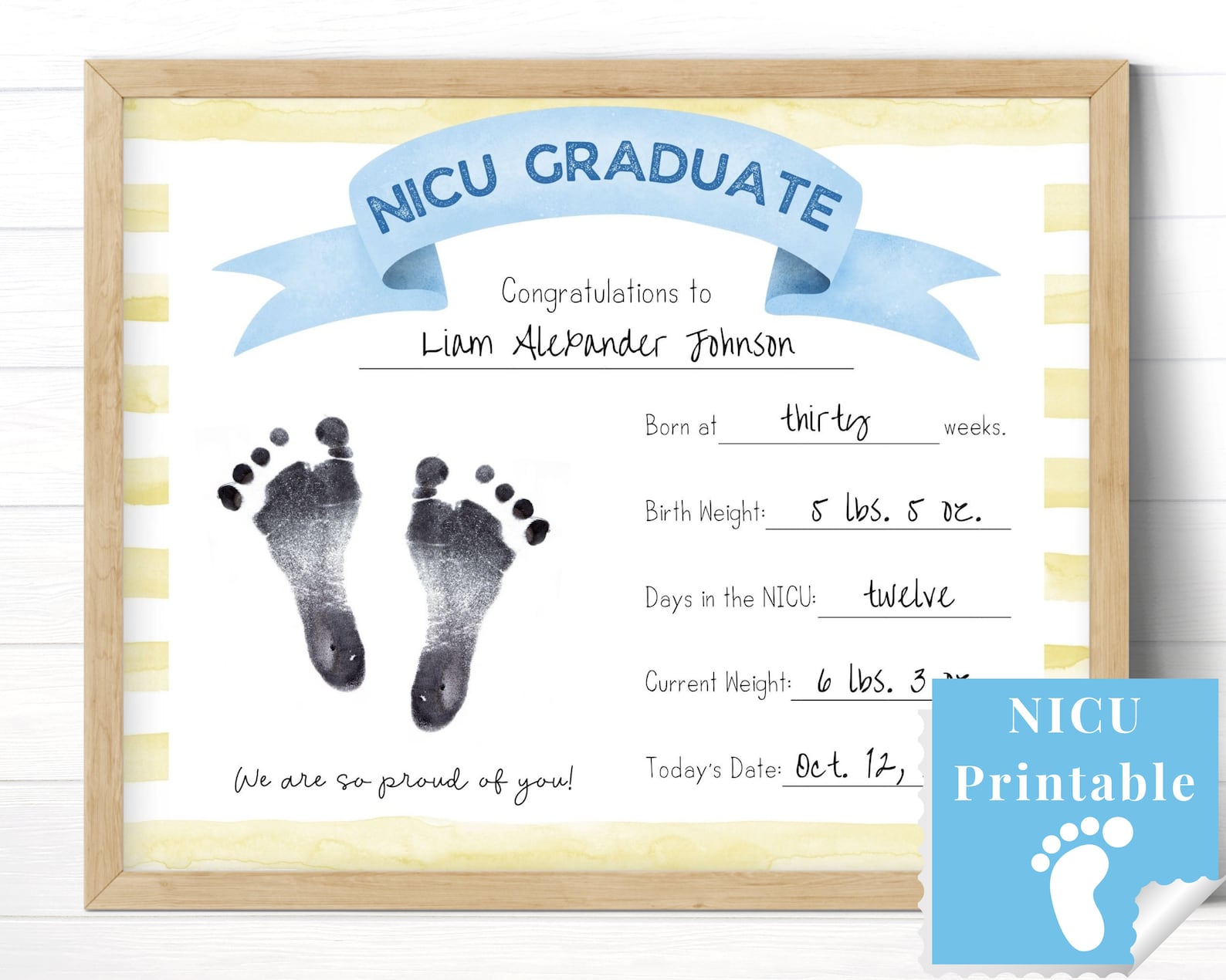 NICU Graduate Sign Keepsake for Mom and Dad Baby Footprint - Etsy