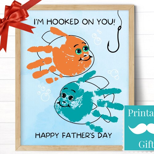 Handprint Father's Day Craft for Godfather I'm Hooked - Etsy