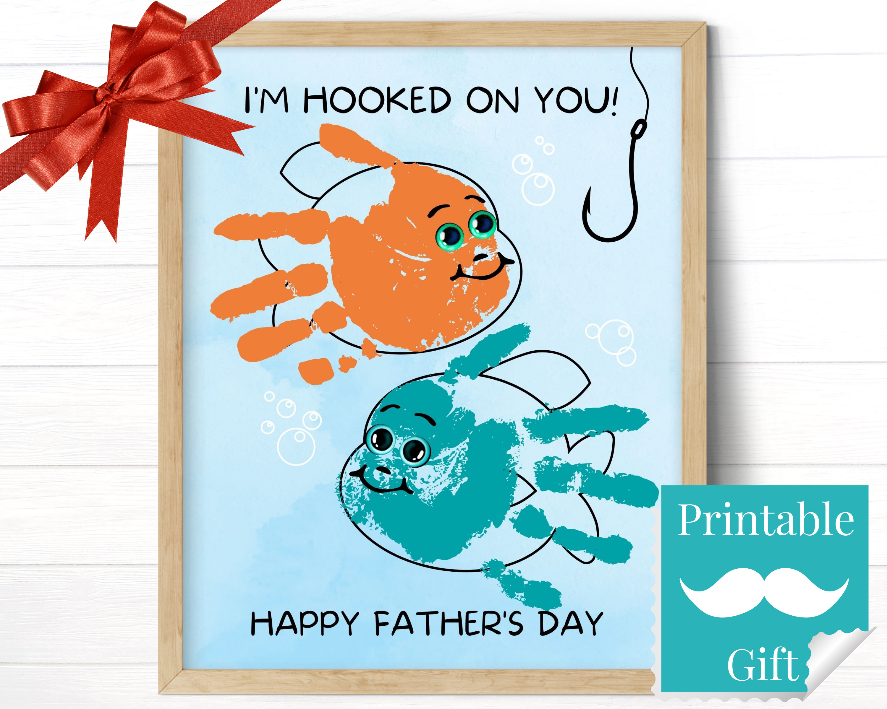 Fishing Handprint 8x10 Hooked on PapaDaddy Handprint Keepsake Father's ...