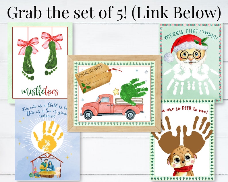 Holiday Cards Template, Gifts for Grandparents, Kids Custom Handprints ...