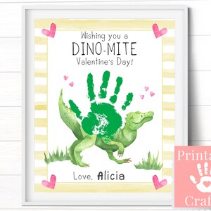 Dinosaur Valentine Card Printable for Girl, Preschool Handprint Art ...