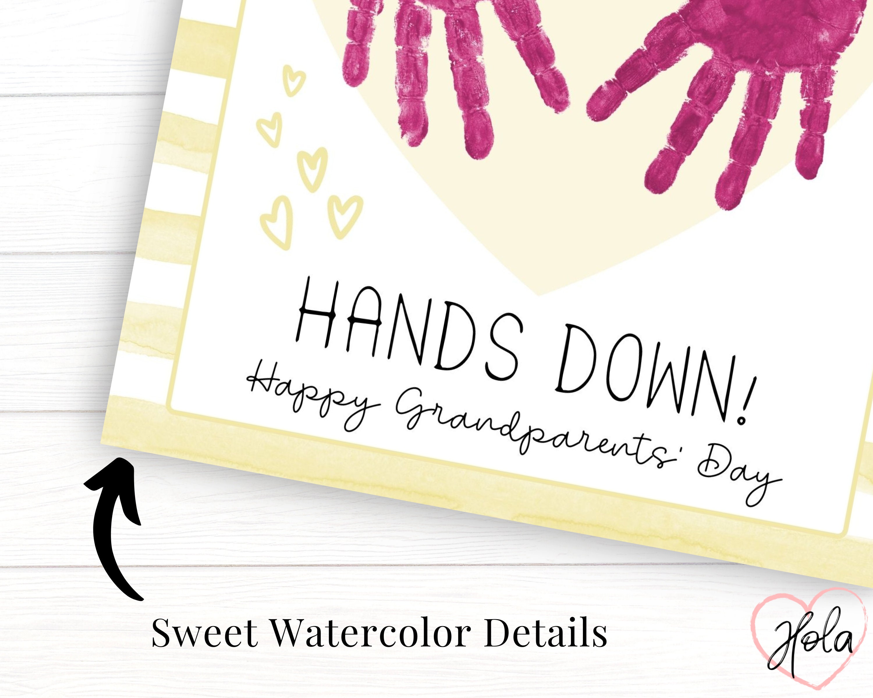 Grandparent Day Gift, DIY Handprint Template, Printable Wall Art, Gift ...