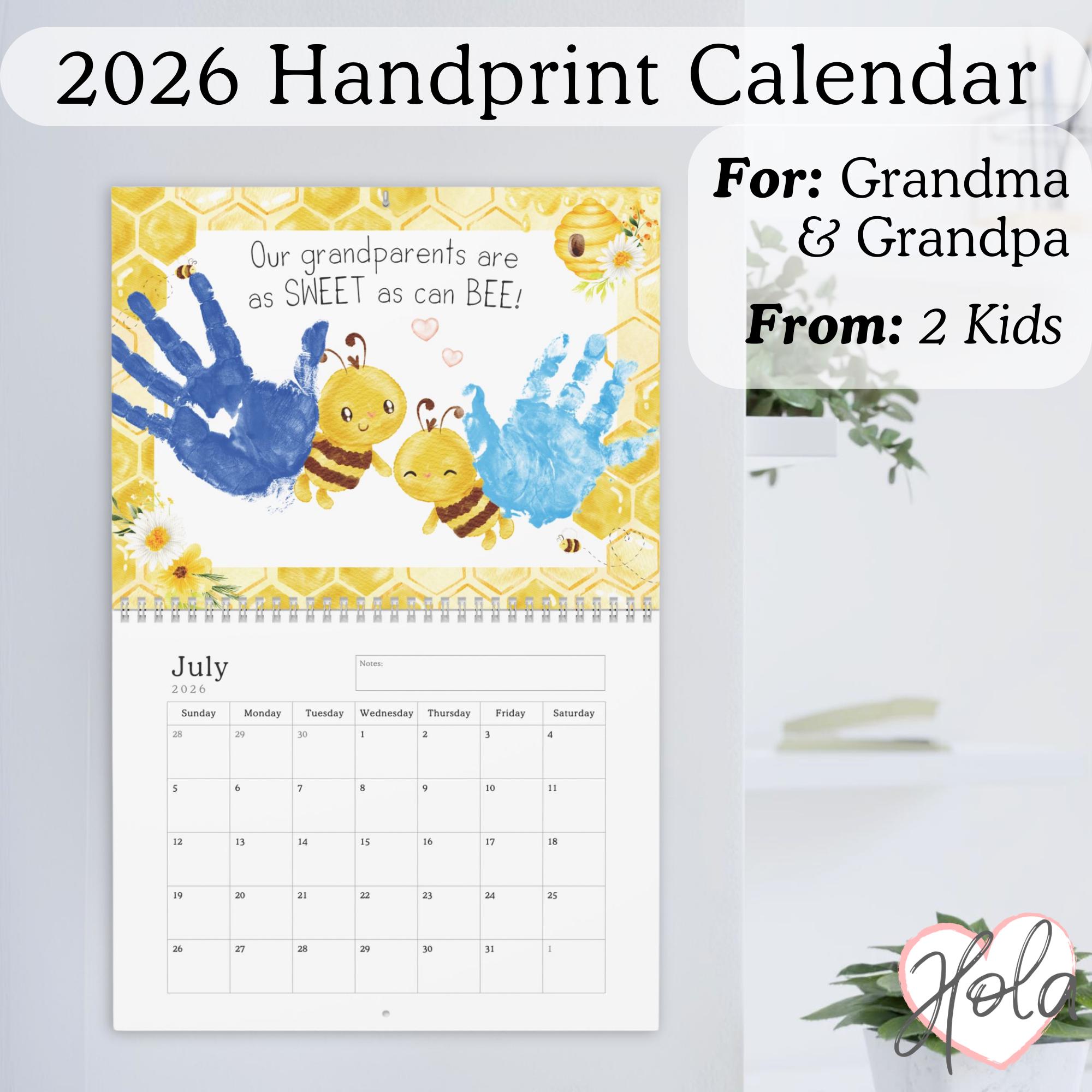 2026 Grandparents Handprint Calendar, Christmas Gifts for Grandma and ...