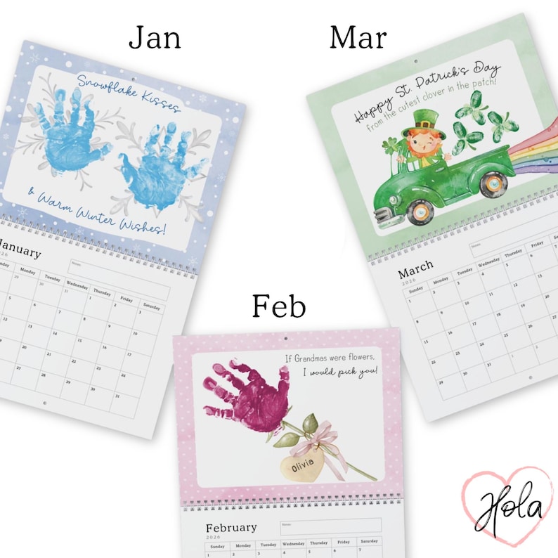 2026 Handprint Calendar for Grandma, Nana, Nonna, Gigi, Mimi, 12 Months ...