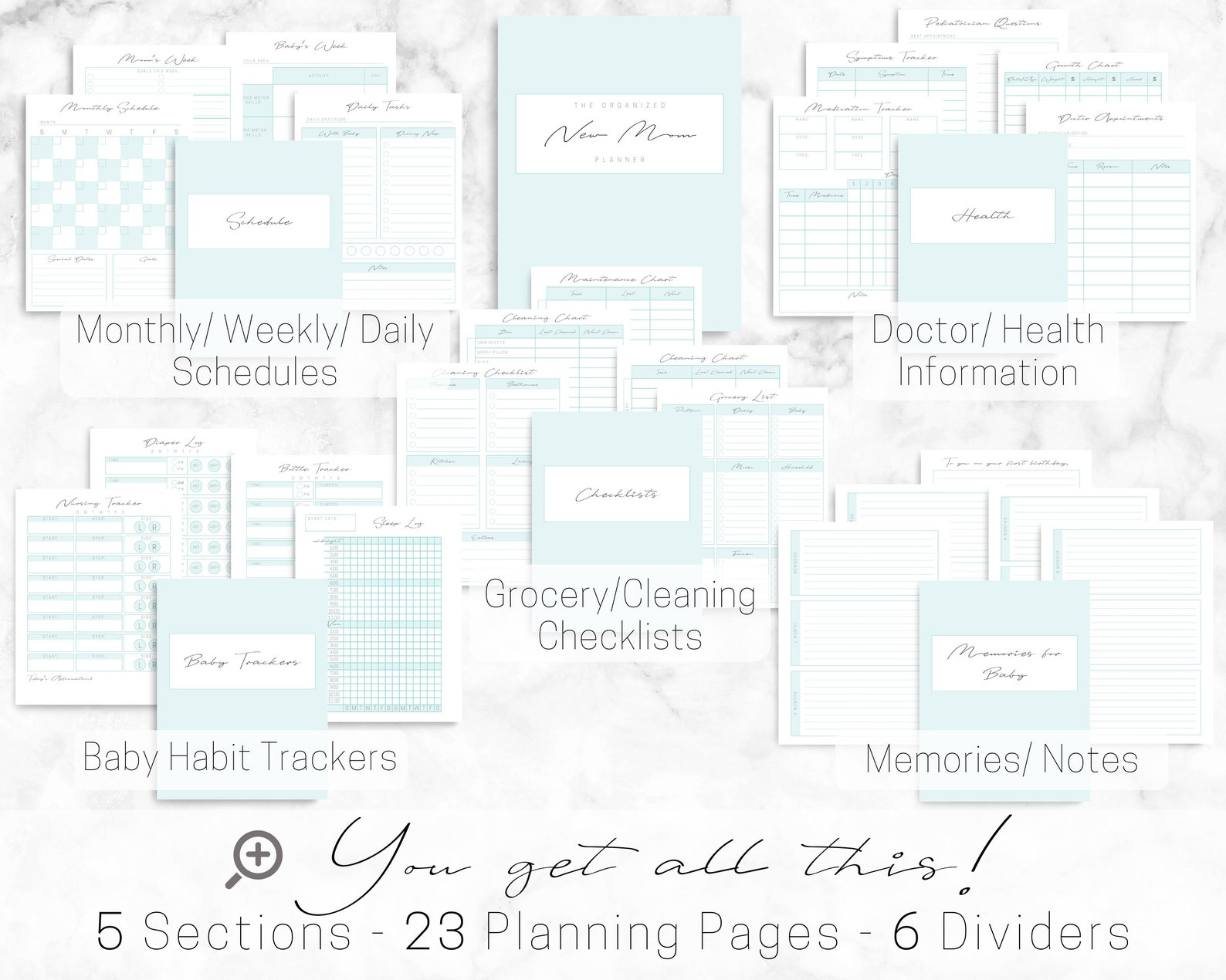 New Mom Planner, Printable Journal Inserts, Newborn Breastfeeding ...