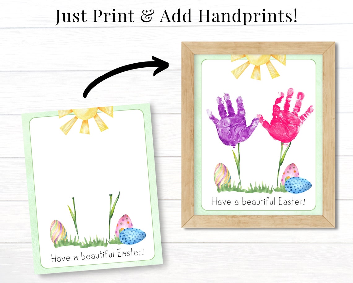 Handprint Art Easter April Flowers for Mom Spring and Easter - Etsy