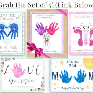 Mother’s Day Gift From Daughter, Pink DIY Handprint Card for Toddler ...