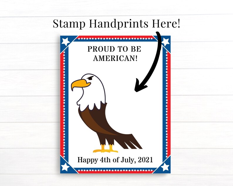 4th of July Handprint Art Proud to Be American Bald Eagle | Etsy