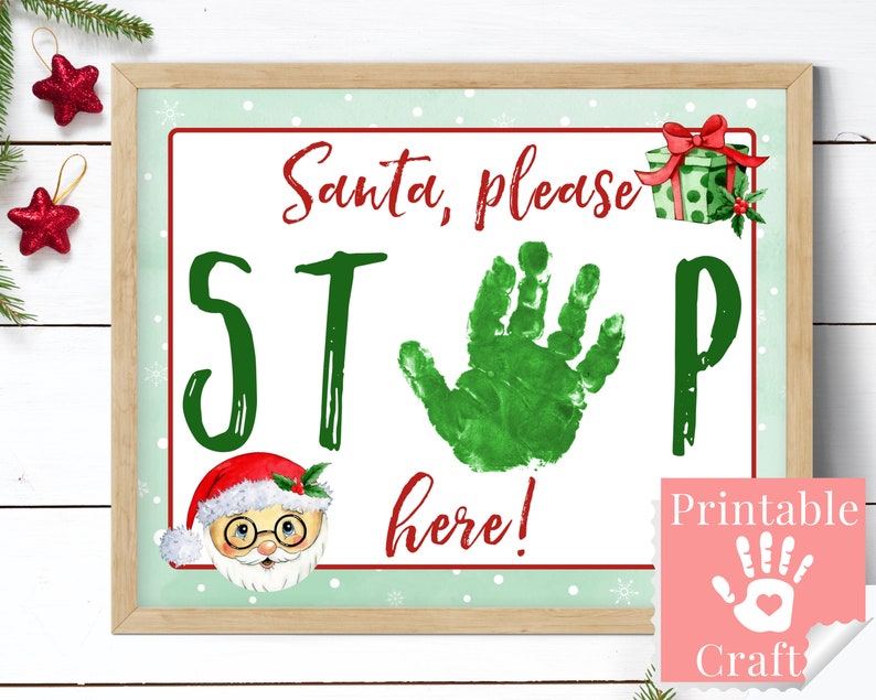 Christmas Craft for Kids Santa Please Stop Here Sign - Etsy