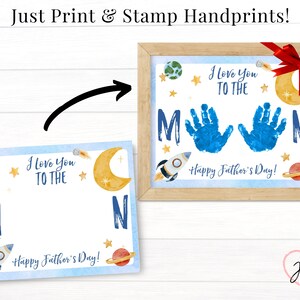 I Love You to the Moon Father Day Handprint Art, Printable Craft for ...