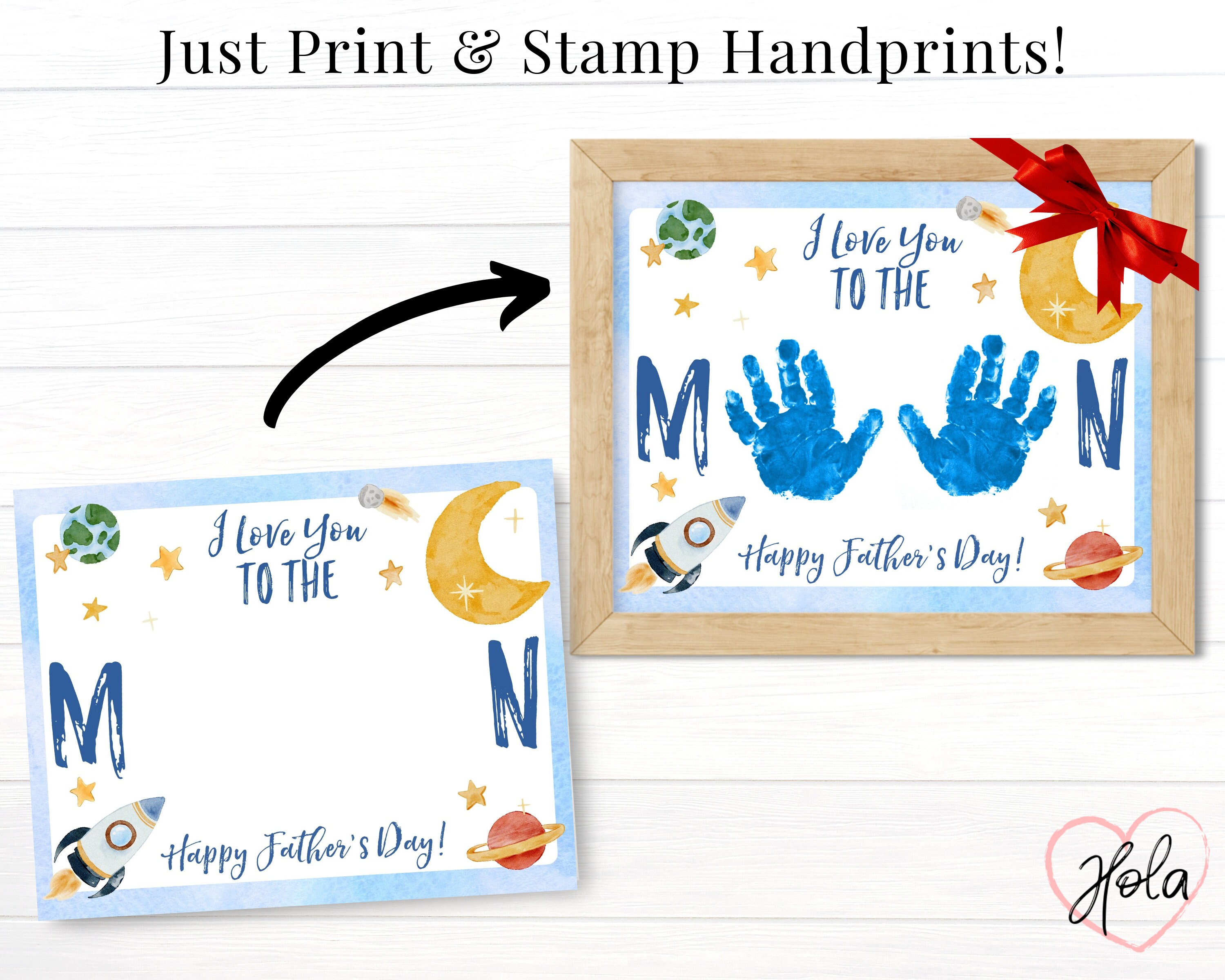 I Love You to the Moon Father Day Handprint Art, Printable Craft for ...