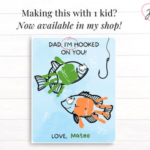 Fishing Gift for Dad, Handprint Birthday Card, Father's Day Gift From 2 ...