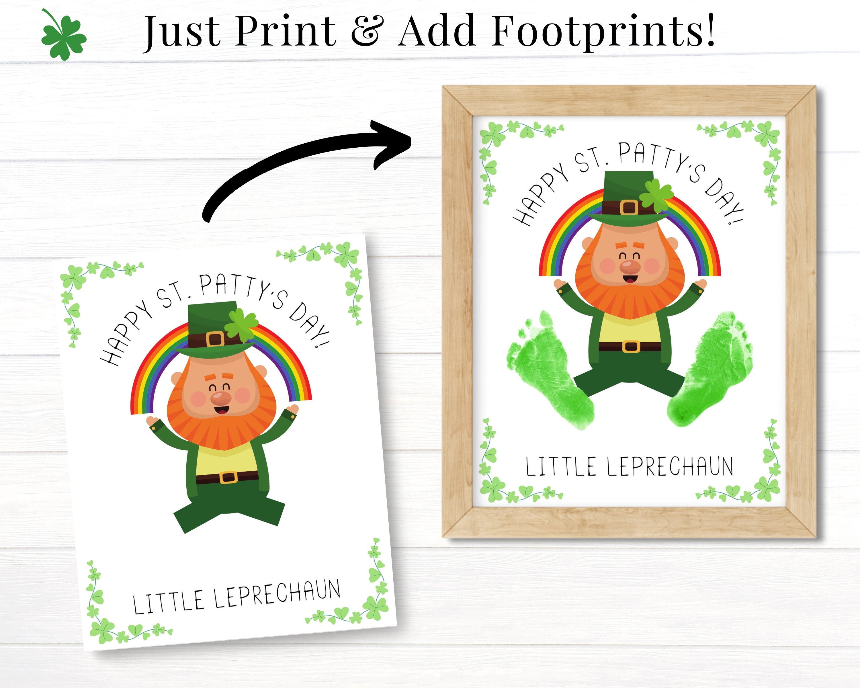 St Patricks Day Baby Daycare Activity, Leprechaun Feet Footprint Art ...