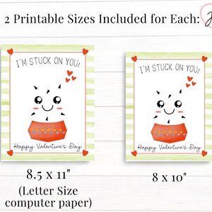 Valentine Card for Kids, Cute Cactus "stuck on You" Valentine's Day ...