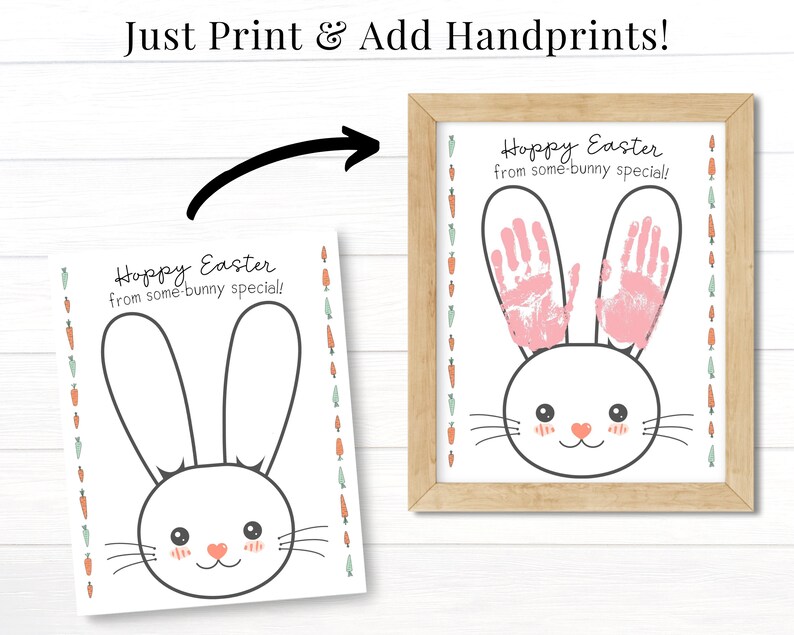 Easter Bunny Ears Footprint Art Hoppy Easter Printable | Etsy