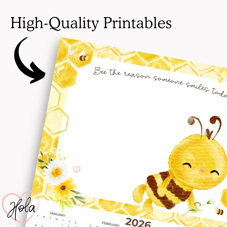 2026 Year Handprint Calendar Printable, Toddler Bumble Bee Craft ...