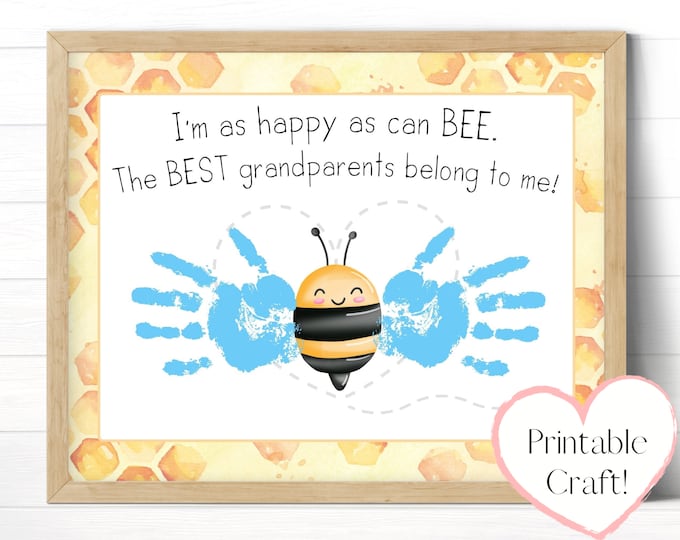 Kids Handprint Art Bee Footprint Art Gift for Dad Mom Aunt Uncle ...