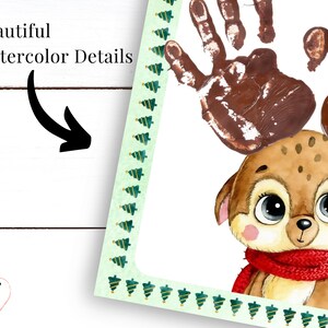 Christmas Handprint Cards Printable Set of 5, Christmas Art Crafts for ...