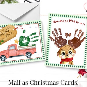 Christmas Handprint Cards Printable Set of 5, Christmas Art Crafts for ...