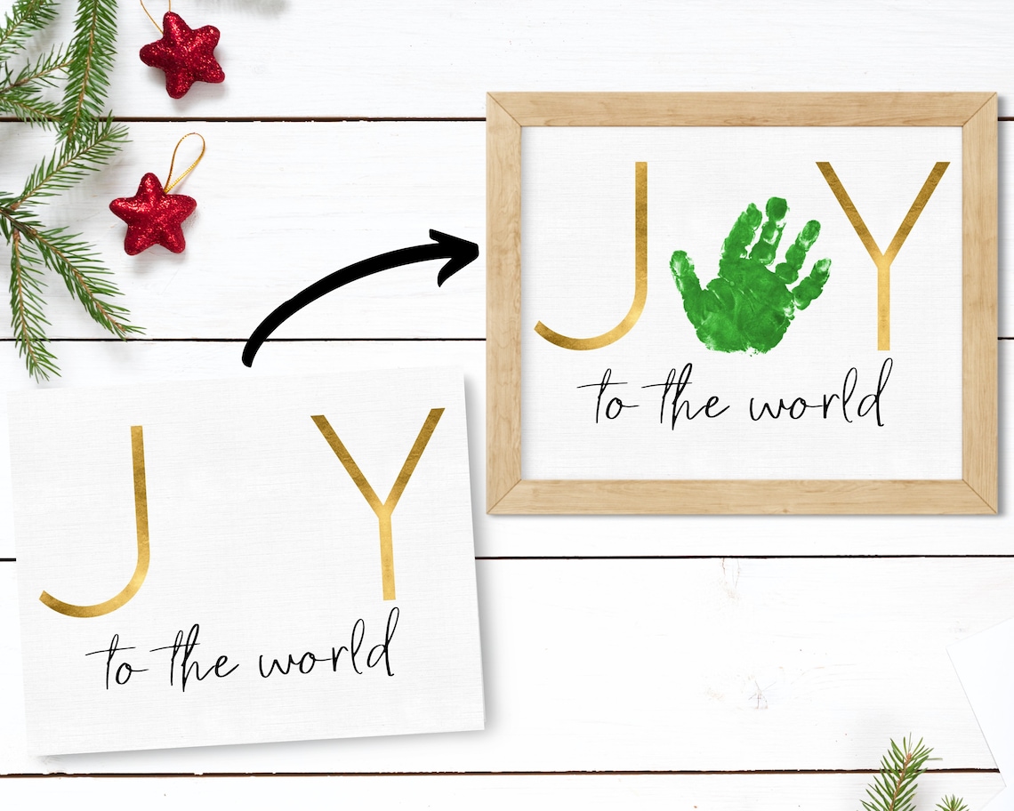 Printable Christmas Signs Personalized JOY Handprint Craft - Etsy