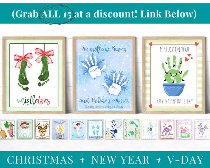 1st Christmas Card, Printable Footprint Art Craft From Newborn Baby to ...