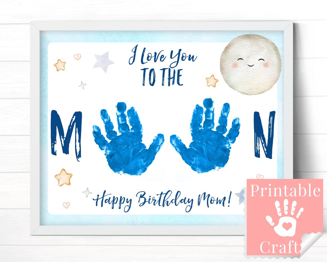 I Love You to the Moon Birthday Card for Mom From Kid, Printable ...