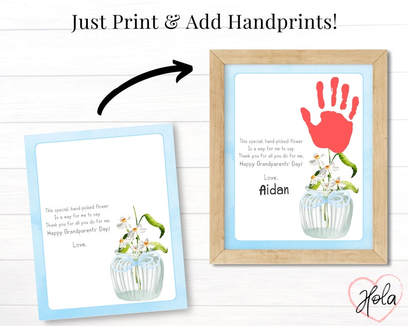 Grandparents Day Flower Craft for Kid Printable Handprint Art - Etsy