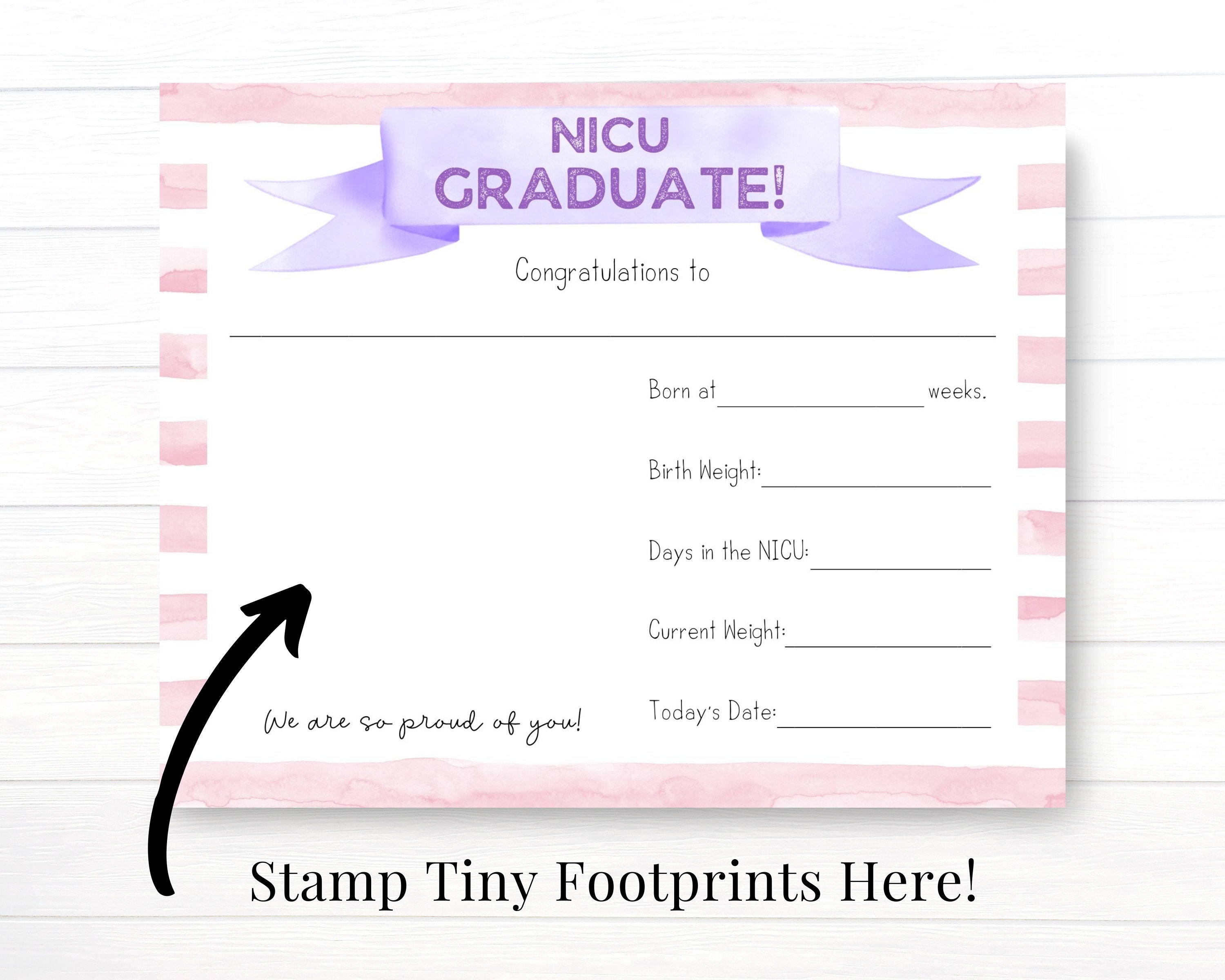 Baby Girl NICU Graduate Certificate for Mom and Dad Preemie | Etsy