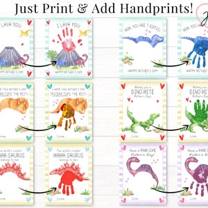 Dinosaur Mothers Day Printable Set, Mother Day Cards for Kids, Toddler ...