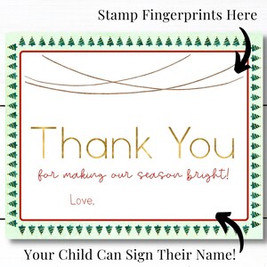 Christmas Thank You Cards for Teachers, Christmas Lights Fingerprint ...