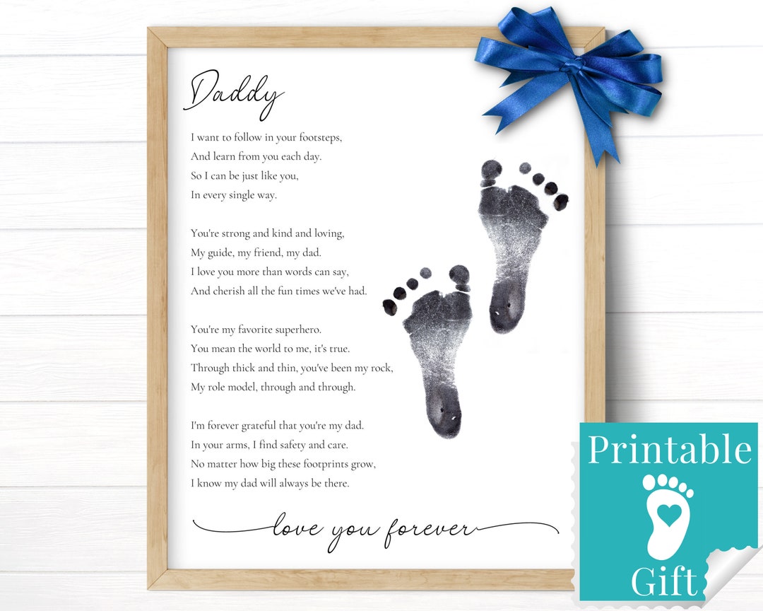Personalized Gift for Daddy, Footprint Art Sign for Dads Office ...