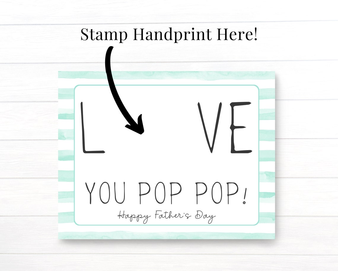 Pop Pop Fathers Day Gift for Grandpa, Handprint Kids Craft, Love You ...