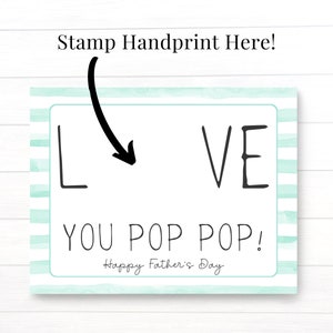 Pop Pop Fathers Day Gift for Grandpa, Handprint Kids Craft, Love You ...