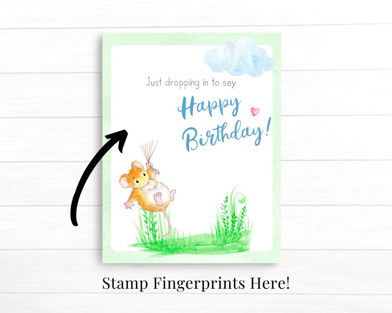Birthday Card Printable Personalizable From Kids Fingerprint - Etsy
