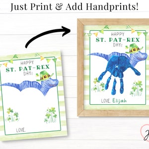 Dinosaur Handprint Art, St Patricks Day Crafts for Kids, Preschool ...