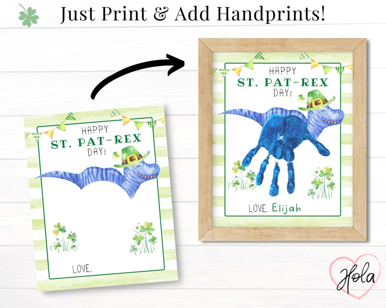 Dinosaur Handprint Art St Patricks Day Crafts for Kids - Etsy