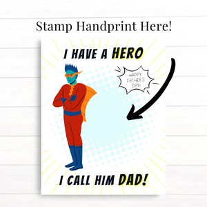 Father's Day Gift From Son, Super Dad Hero Card, Superhero Handprint ...